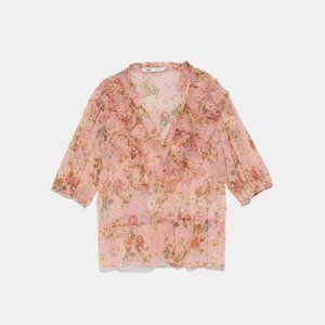 Zara | Tops | Zara Printed Ruffled Blouse 83025 | Poshmark